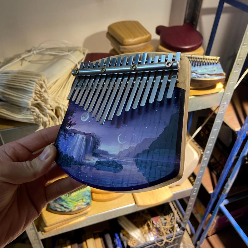 Hand-painted 17-key Kalimba - Celestial Night Landscape Thumb Piano - Etsy
