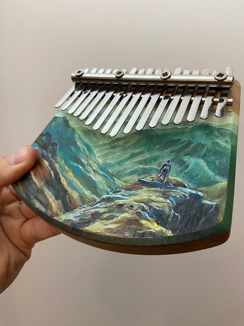 Painted 17 Key Oak Kalimba, Rustic Painting, Musical Instruments ...