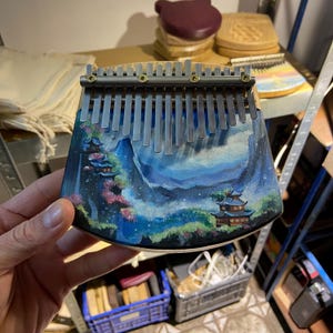 Hand-painted Kalimba With Tranquil Pagoda Scene - Etsy