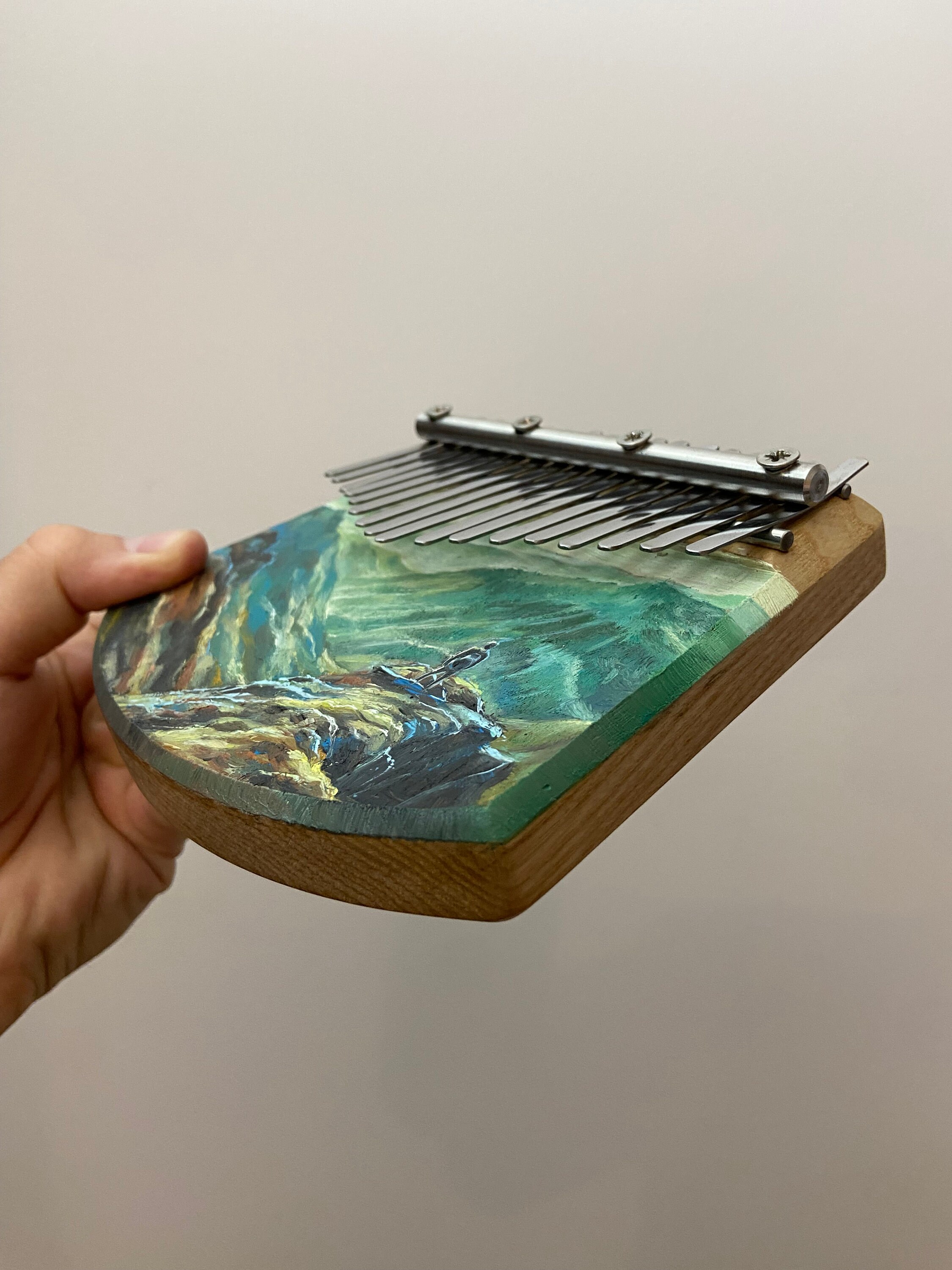 Painted 17 Key Oak Kalimba, Rustic Painting, Musical Instruments ...