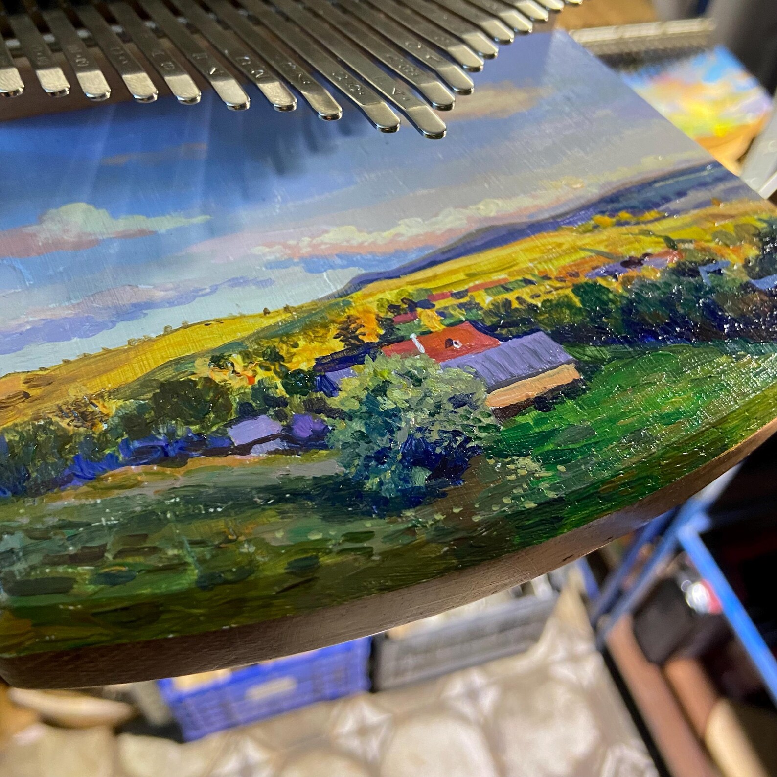Handmade Kalimba With Landscape Painting | 17-key Musical Instrument ...