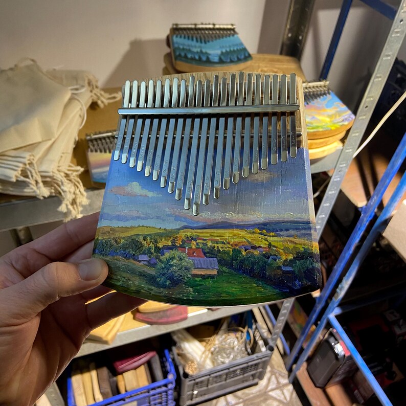 Handmade Kalimba With Landscape Painting | 17-key Musical Instrument ...