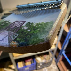 Hand-painted Kalimba "bridge in the Forest" | 17-key Handmade Musical ...