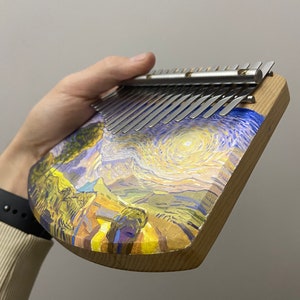 17 Key Custom Ash Kalimba, Landscape Painting, Painted Mbira ...