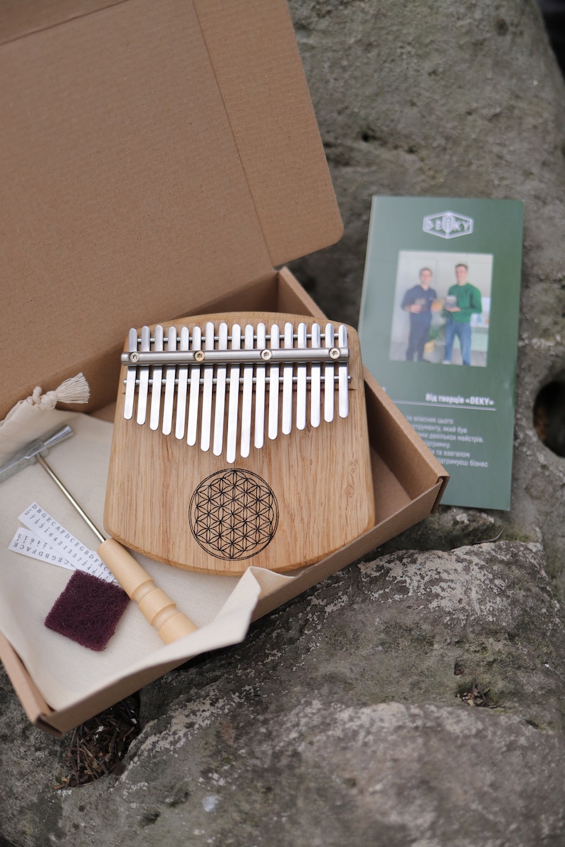 Hand Painted Oak Wood Kalimba, 17 Key Kalimba With Lanscape Painting ...