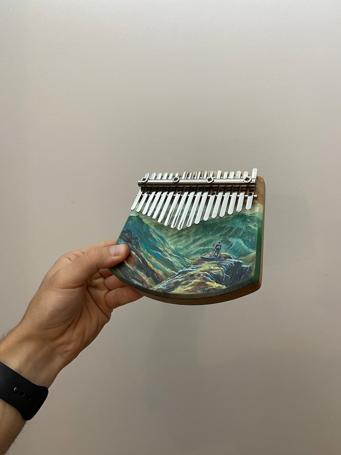 Painted 17 Key Oak Kalimba, Rustic Painting, Musical Instruments ...