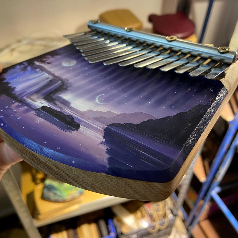 Hand-painted 17-key Kalimba - Celestial Night Landscape Thumb Piano - Etsy