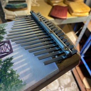 Hand-painted Kalimba "bridge in the Forest" | 17-key Handmade Musical ...