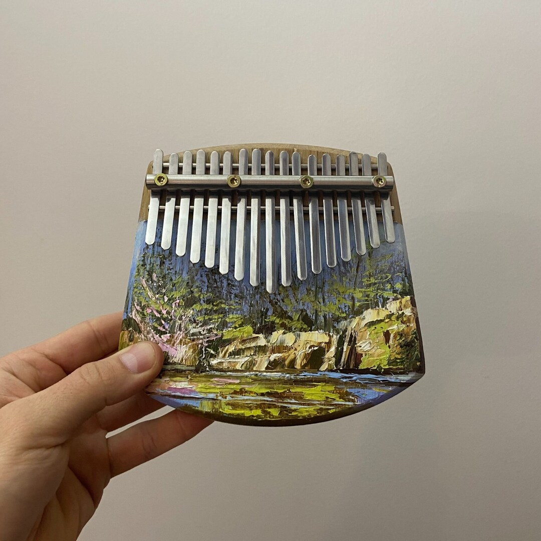 Exclusive Hand Painted Kalimba, Abstract Landscape Painting, Musical ...