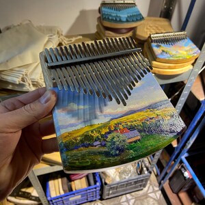 Handmade Kalimba With Landscape Painting | 17-key Musical Instrument ...