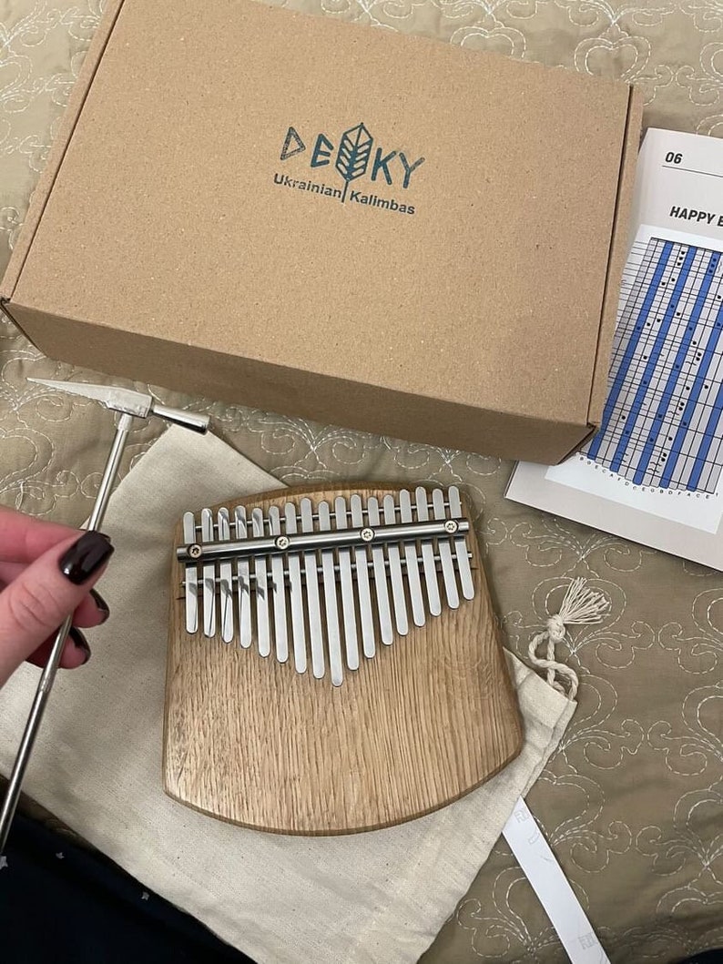 African Instrument, 17 Key Oak Kalimba, Unique Gift for Her ...