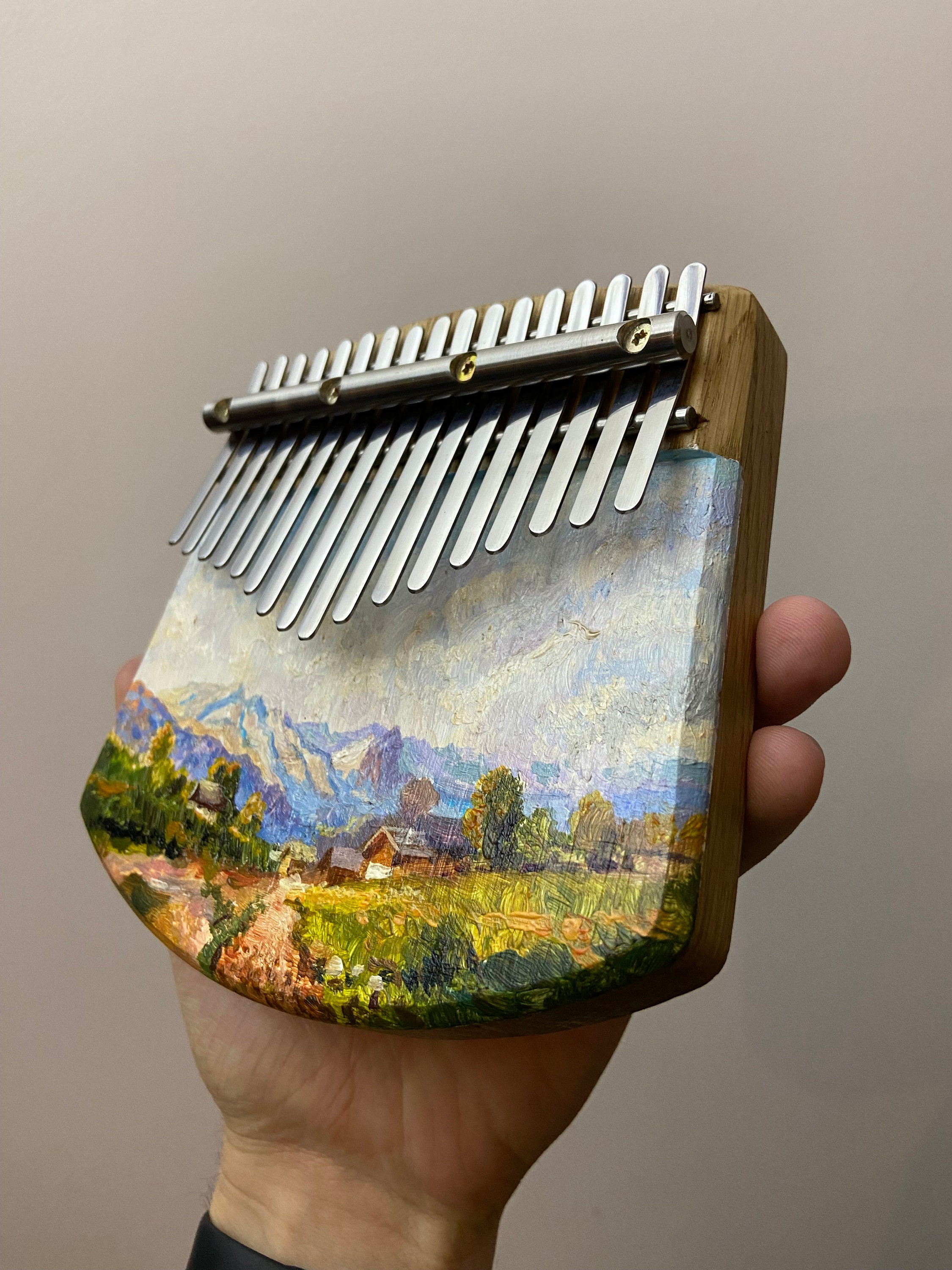 Hand Painted Oak Wood Kalimba, Gifts for Musicians, 17 Key Kalimba With ...