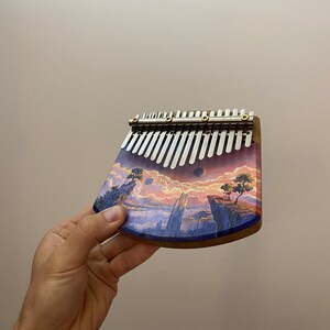 Hand Painted Oak Wood Kalimba, 17 Key Kalimba With Lanscape Painting ...