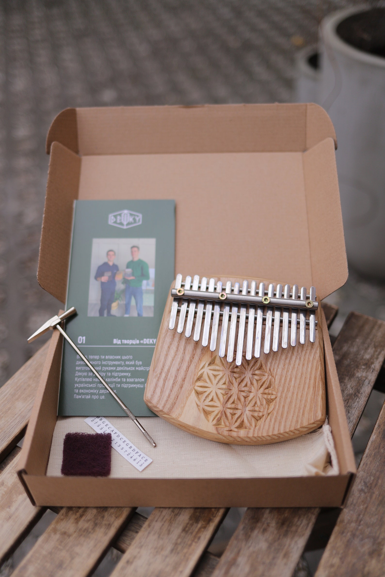 Wood Carved Kalimba, Flower of Life Art, Sacred Geometry Marimba, Sound ...