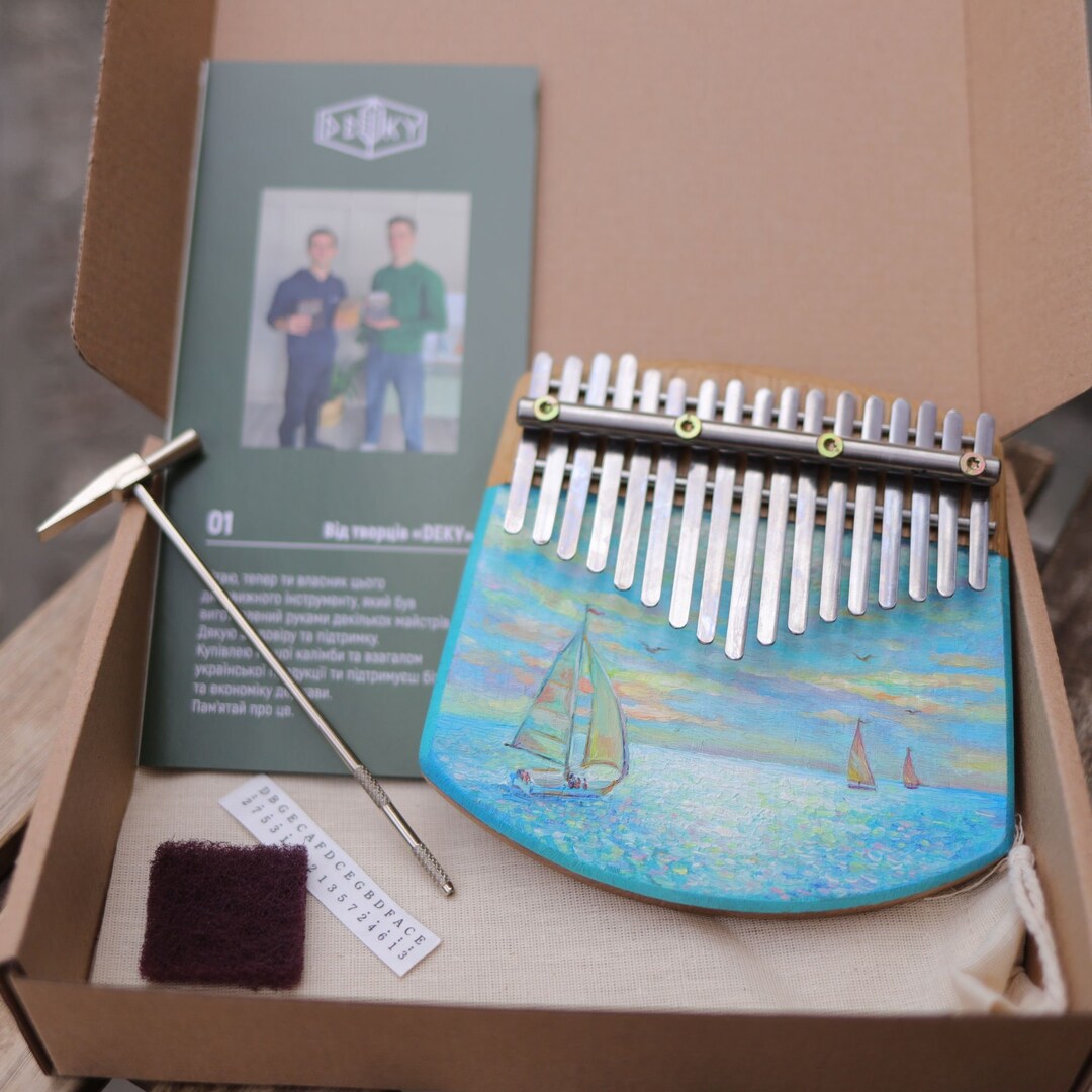 Hand Painted Kalimba, Ship Painting, Unique Marine Art, Musical ...