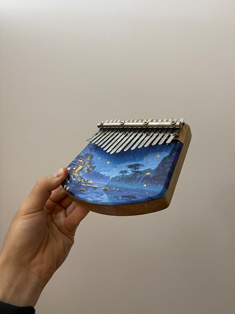 Painted 17 Key Oak Kalimba, Rustic Painting, Musical Instruments ...