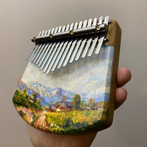 Hand Painted Oak Wood Kalimba, 17 Key Kalimba With Lanscape Painting ...