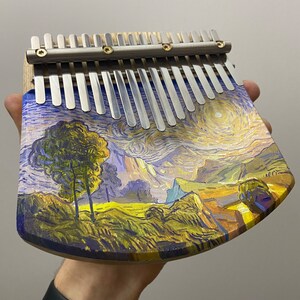 17 Key Custom Ash Kalimba, Landscape Painting, Painted Mbira ...