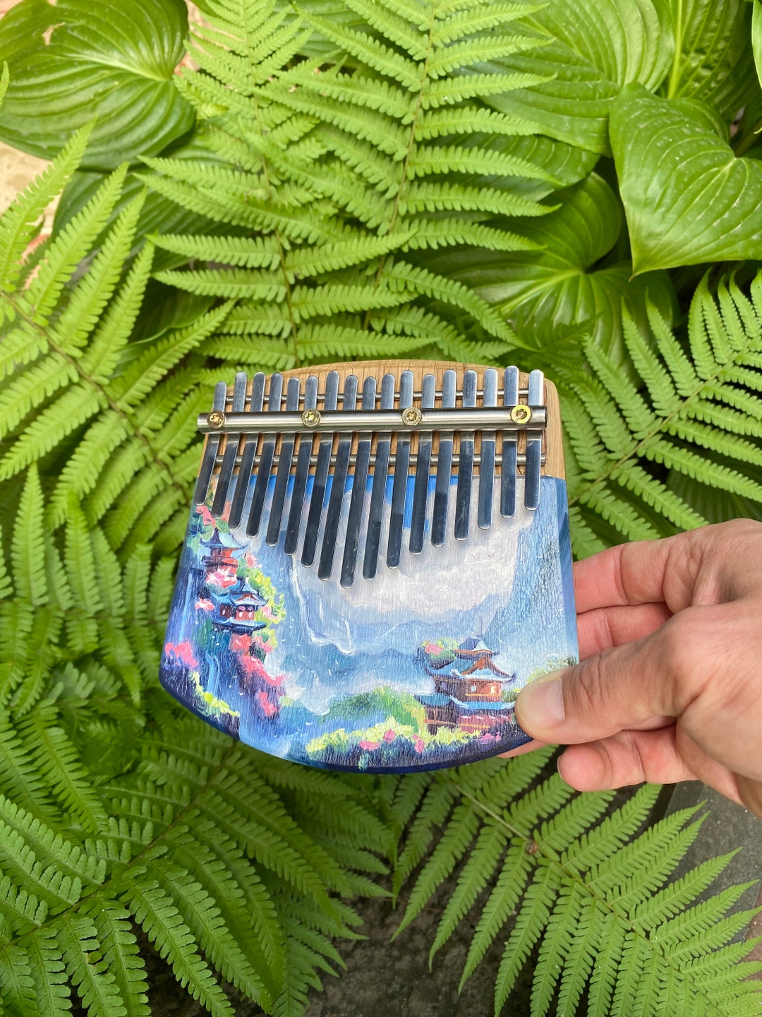 Hand Painted Oak Wood Kalimba, Gifts for Musicians, 17 Key Kalimba With ...