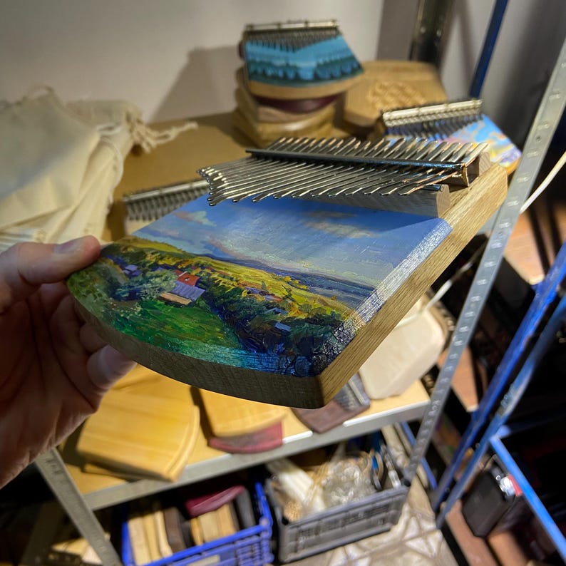 Handmade Kalimba With Landscape Painting | 17-key Musical Instrument ...