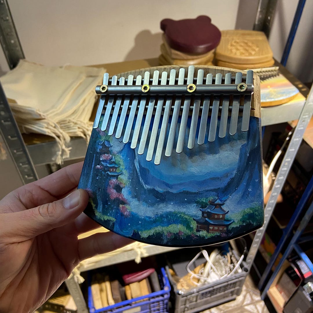Hand-painted Kalimba With Tranquil Pagoda Scene - Etsy