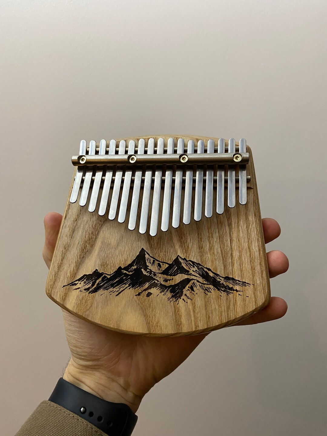 Ash Tree Laser Cut 17 Key Kalimba, Engraved Finger Piano, Marimba ...