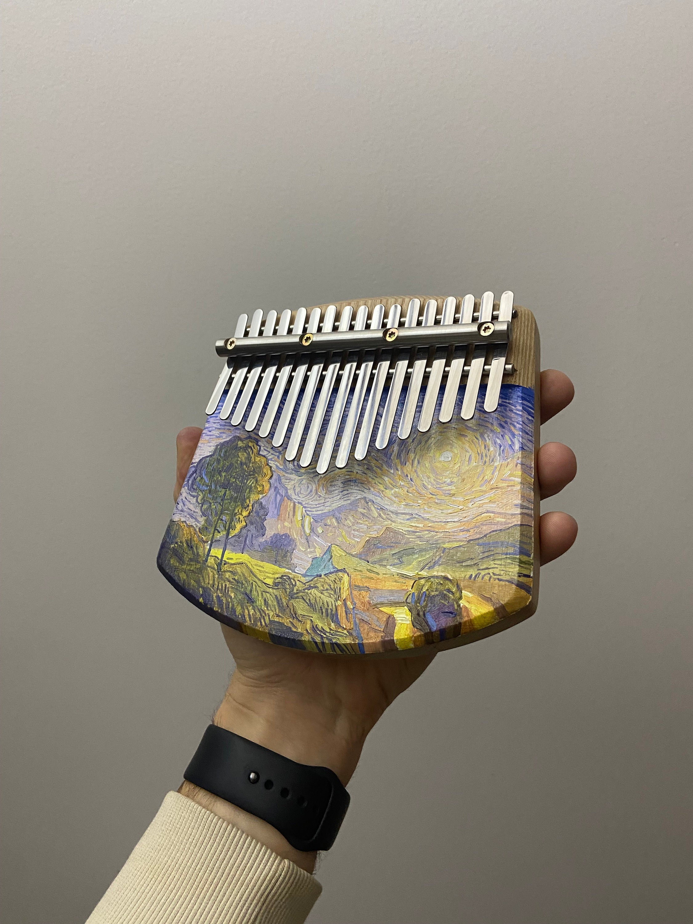 17 Key Custom Ash Kalimba, Landscape Painting, Painted Mbira ...
