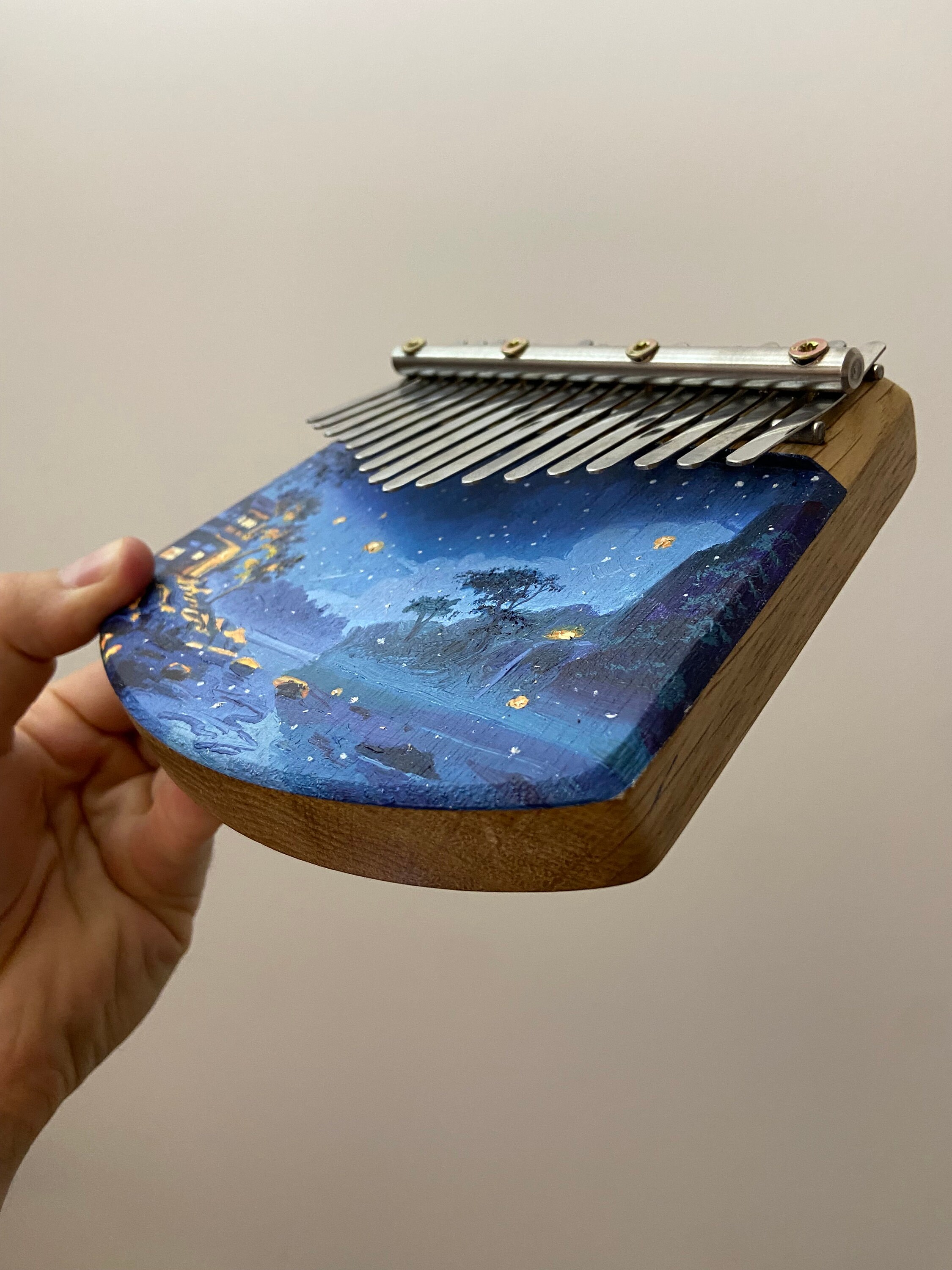 Painted 17 Key Oak Kalimba, Rustic Painting, Musical Instruments ...
