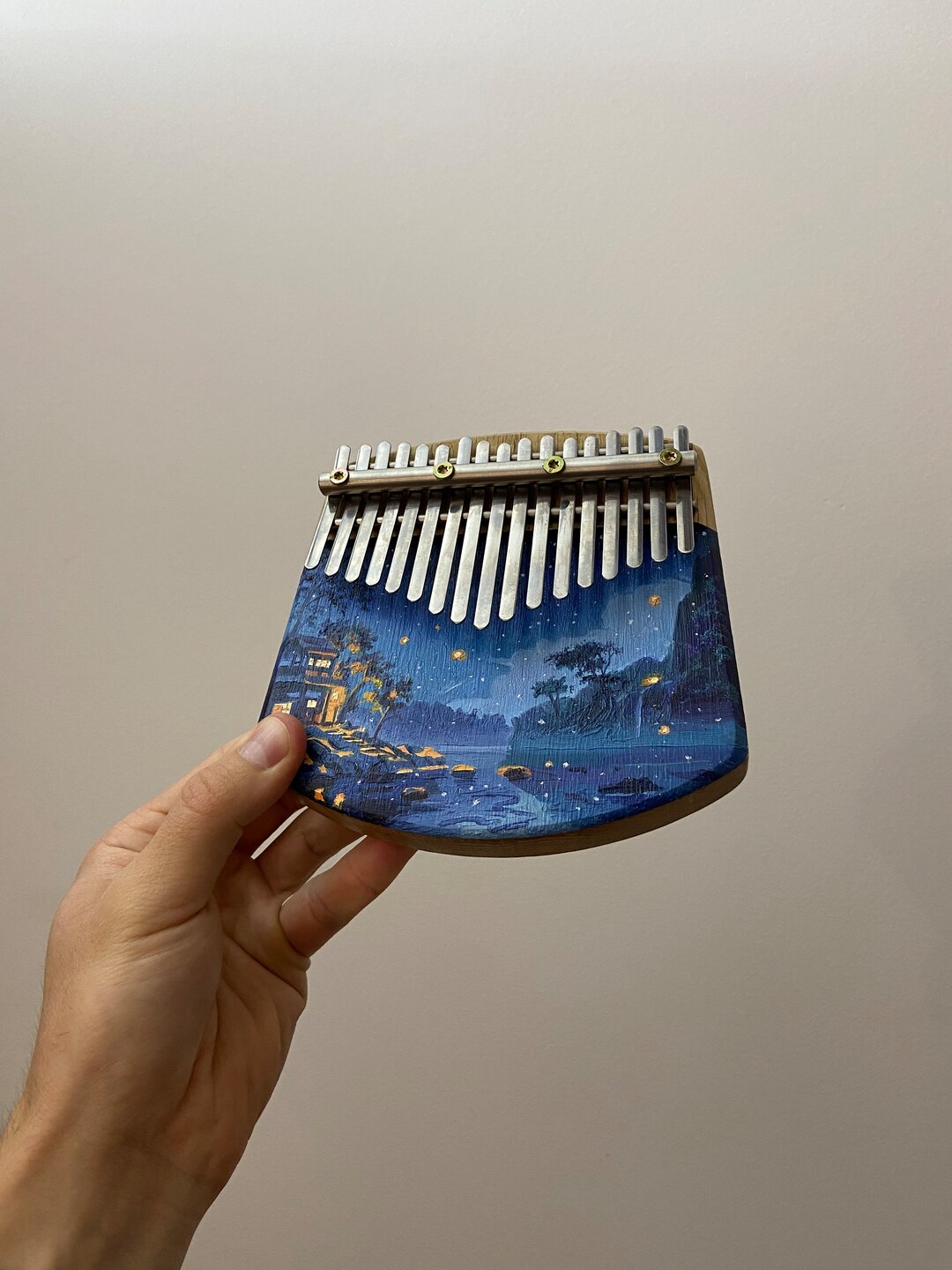 Painted 17 Key Oak Kalimba, Rustic Painting, Musical Instruments ...