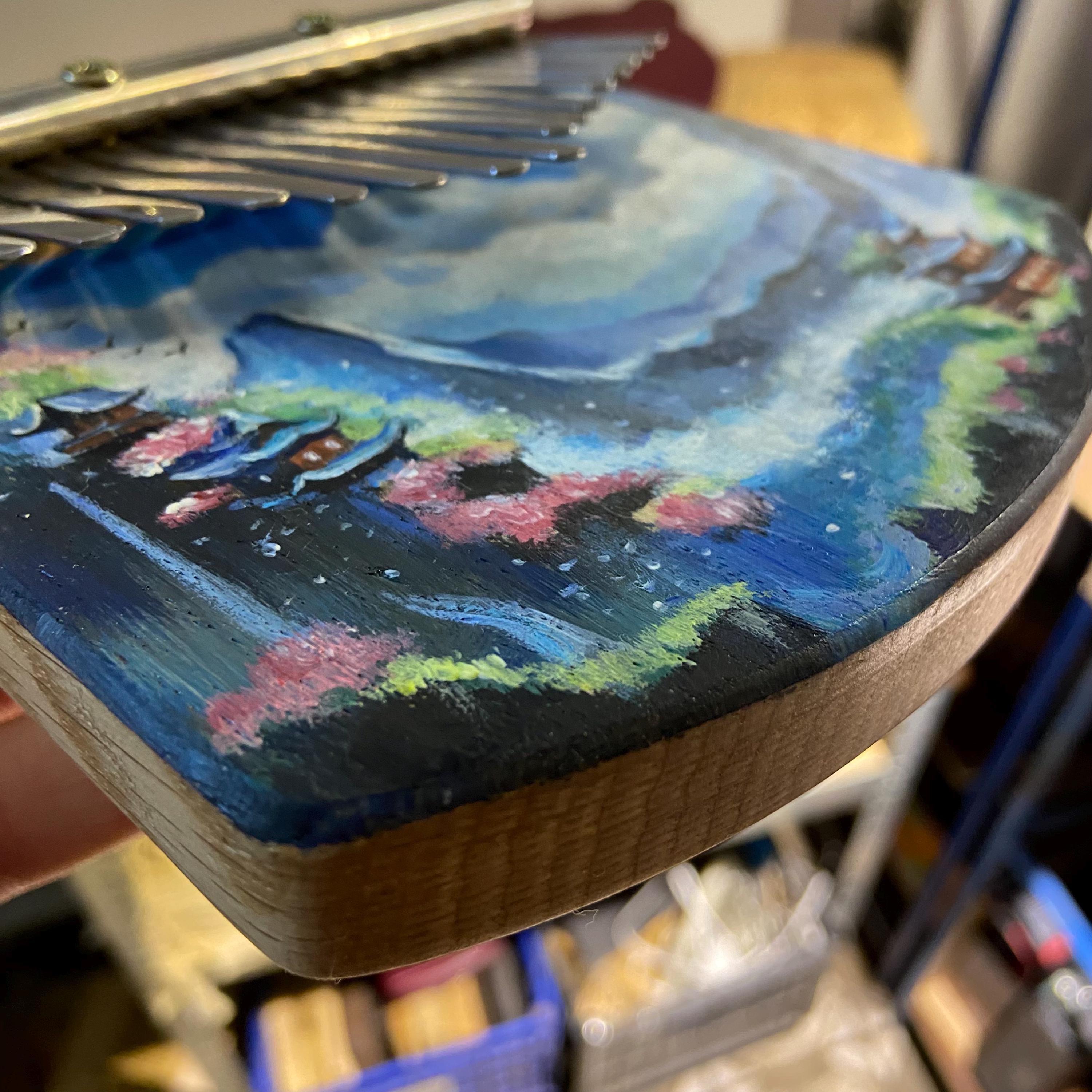 Hand-painted Kalimba With Tranquil Pagoda Scene - Etsy