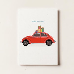 Red Car Birthday Card - Etsy