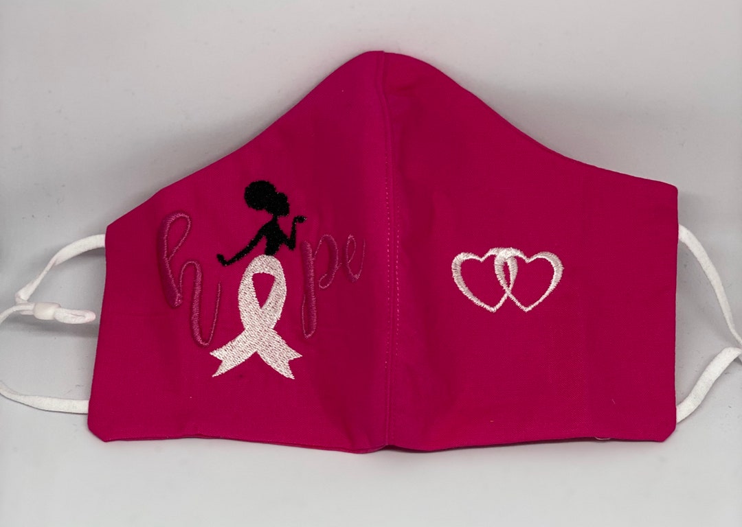 Breast Cancer 3 Ply Embroidered Mask - Etsy