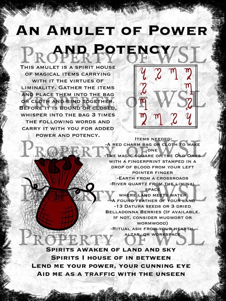 Amulet of Power & Potency Grimoire Page PDF - Etsy