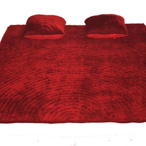 Deep Red Velvet Quilt Velvet and Cotton Quilt Deep Red Velvet Bedding ...