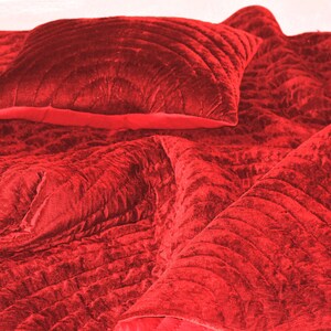 Deep Red Velvet Quilt Velvet and Cotton Quilt Deep Red Velvet Bedding ...