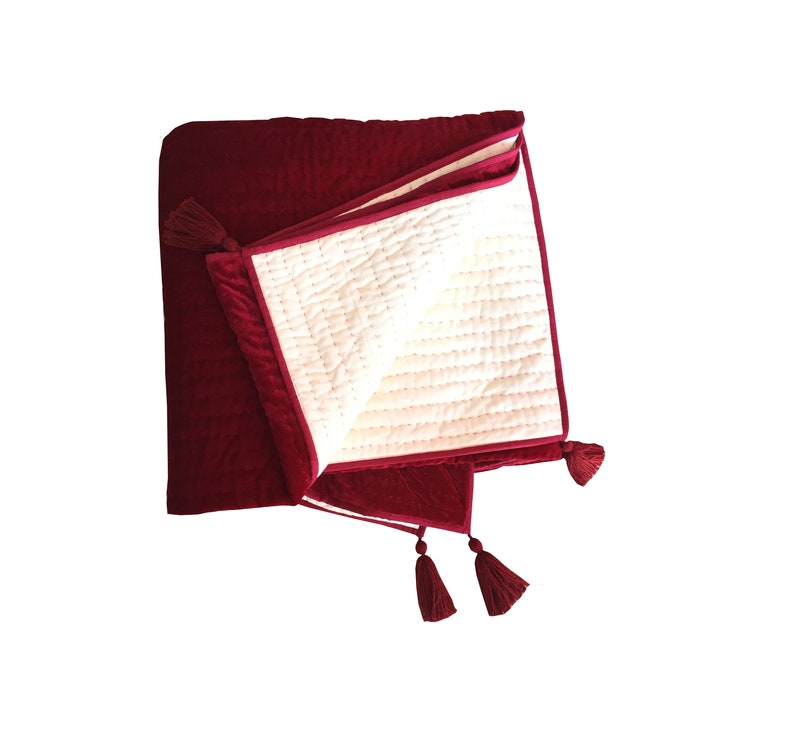Deep Red Velvet Quilt Queen Quilt Velvet Comforter Red King - Etsy