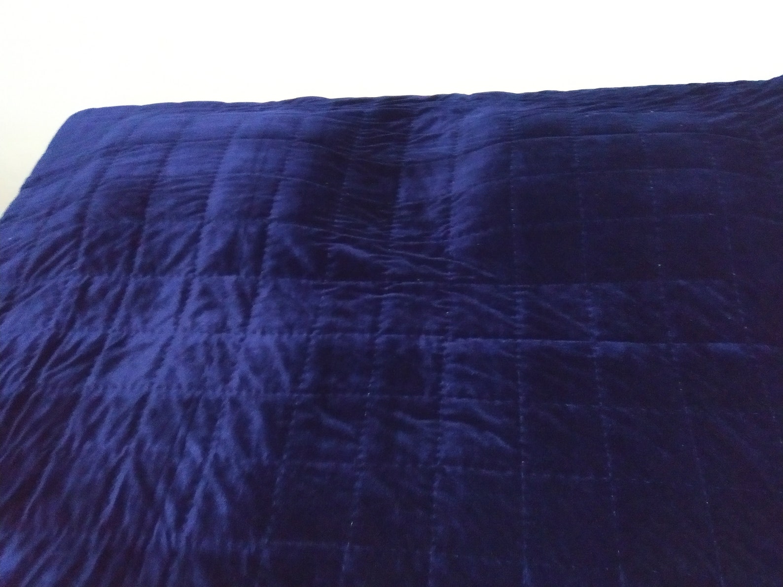 Navy Blue Velvet Quilt Velvet and Cotton Quilt Navy Blue - Etsy