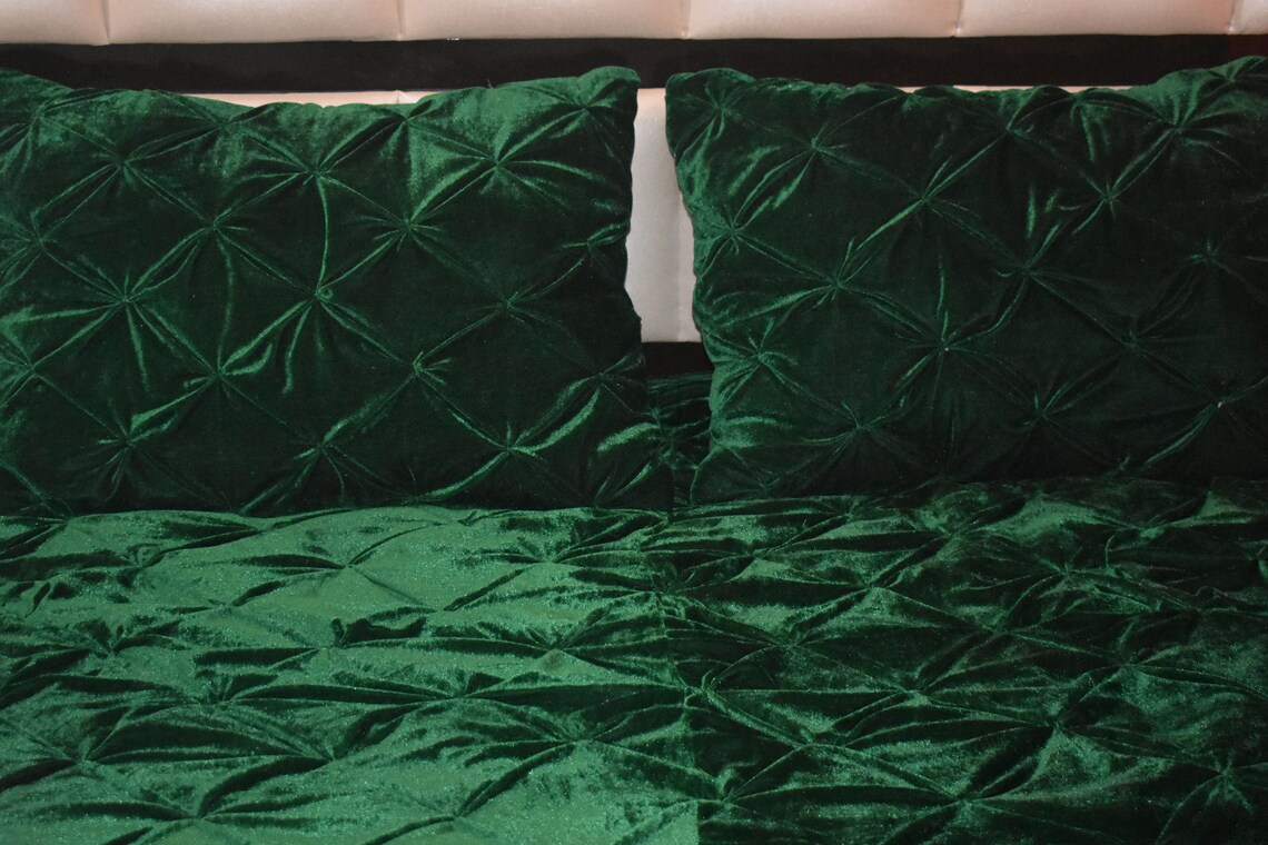 Emerald Green Velvet Quilt Emerald Green Luxury Comforter | Etsy