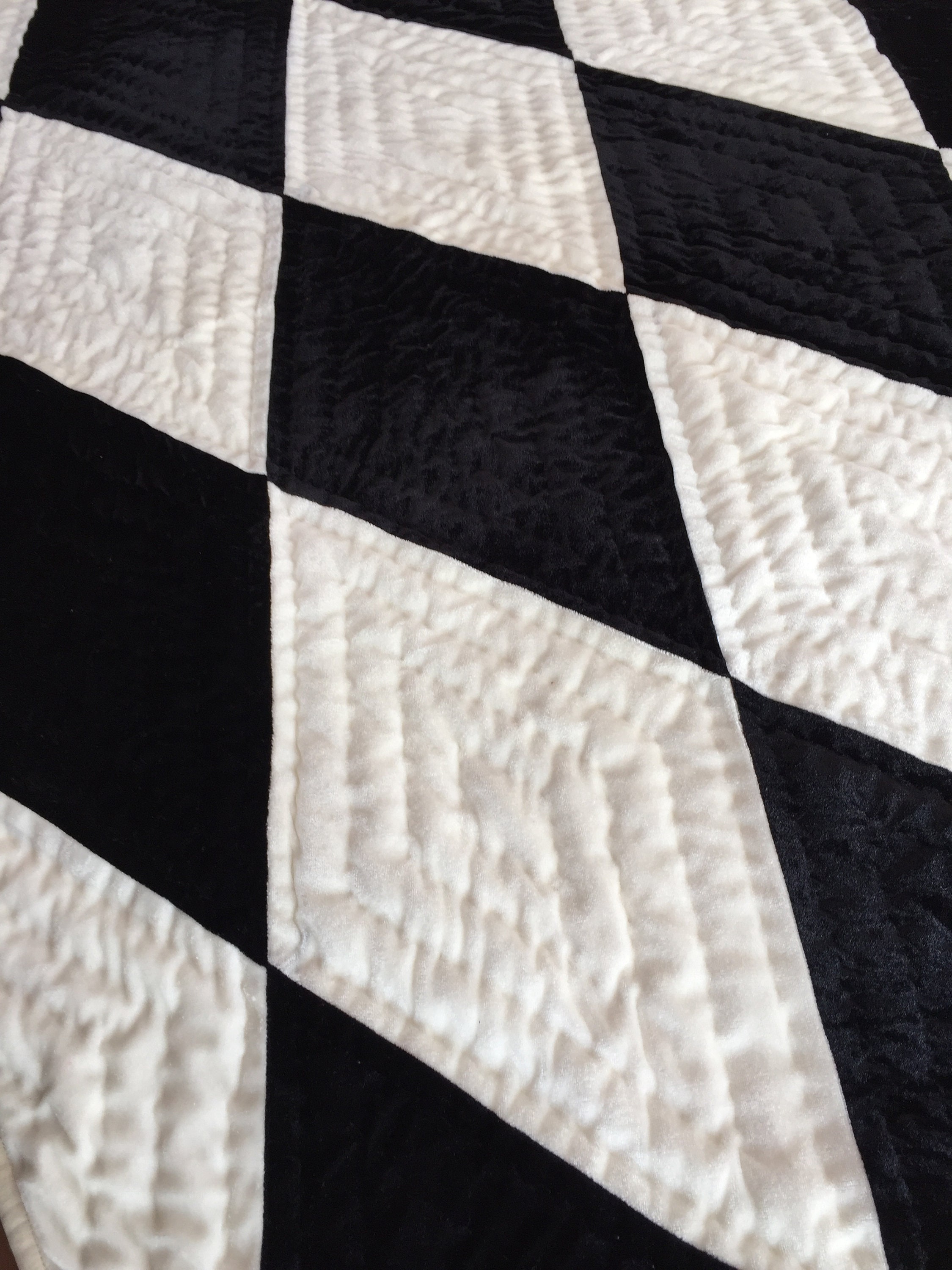 Black White Diamond Velvet Quilt Velvet Comforter Patchwork - Etsy