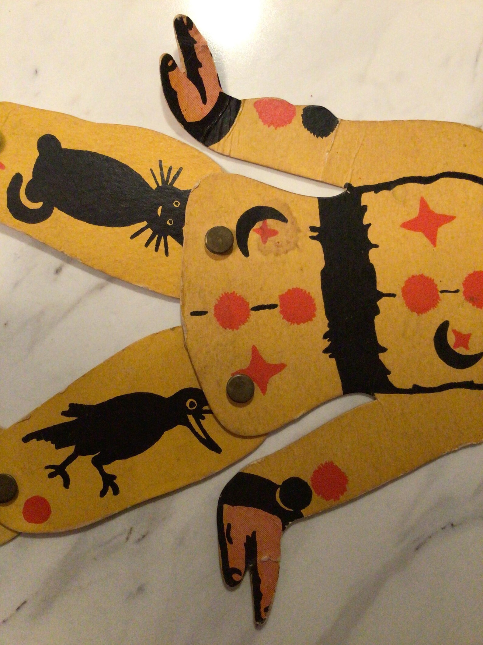 CREEPY 1920s Cardboard Posable Pierrot / Clown Crow Cat Moon Stars - Etsy