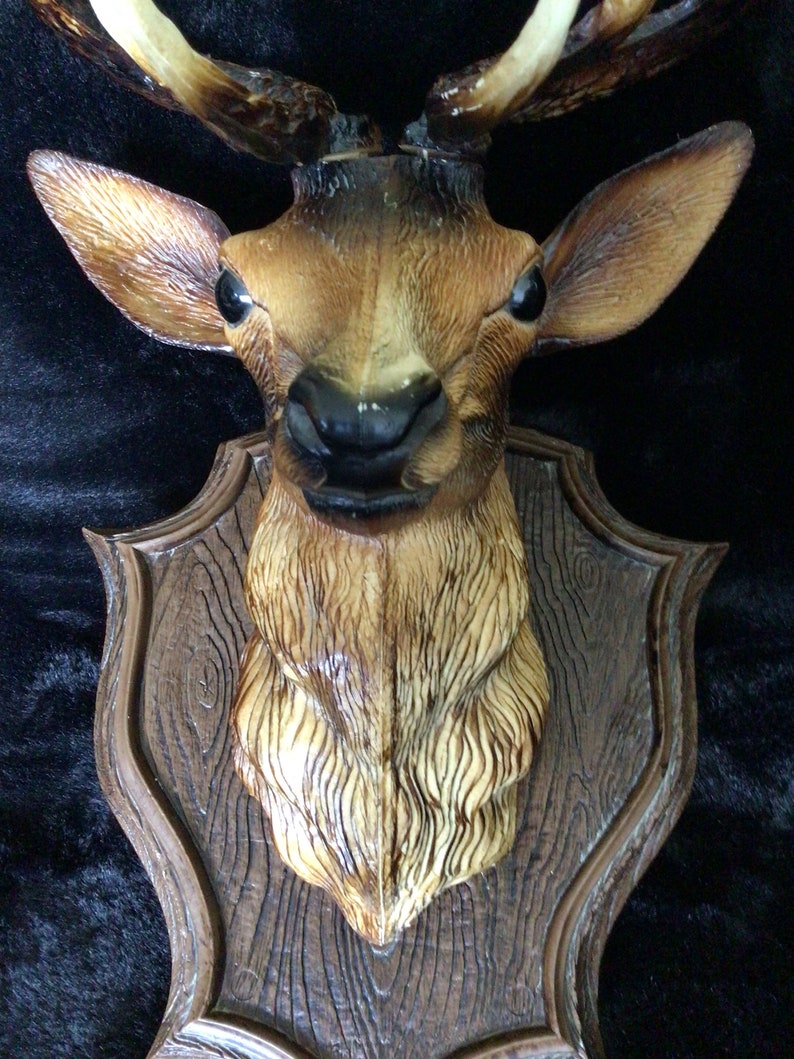 Stunning French Faux Stag Head Mount Signed Plastic Vintage MCM Deer ...