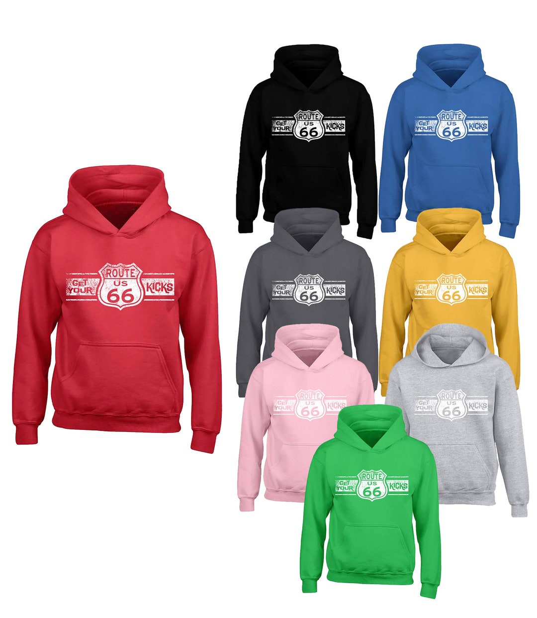 WHITE Route 66 | HOODIE Sweatshirt, Route Us 66 Get Your Kick Hood ...