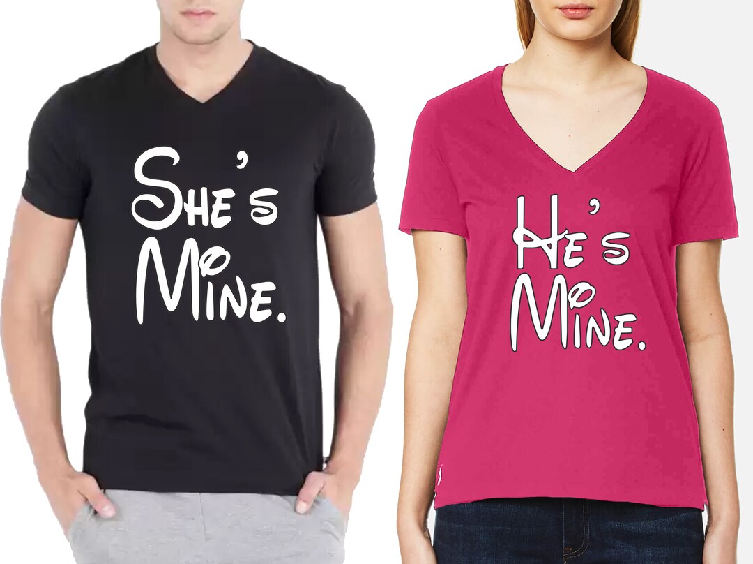 She is Mine He is Mine Cartoon LETTER | Black & Pink Unisex Couple ...