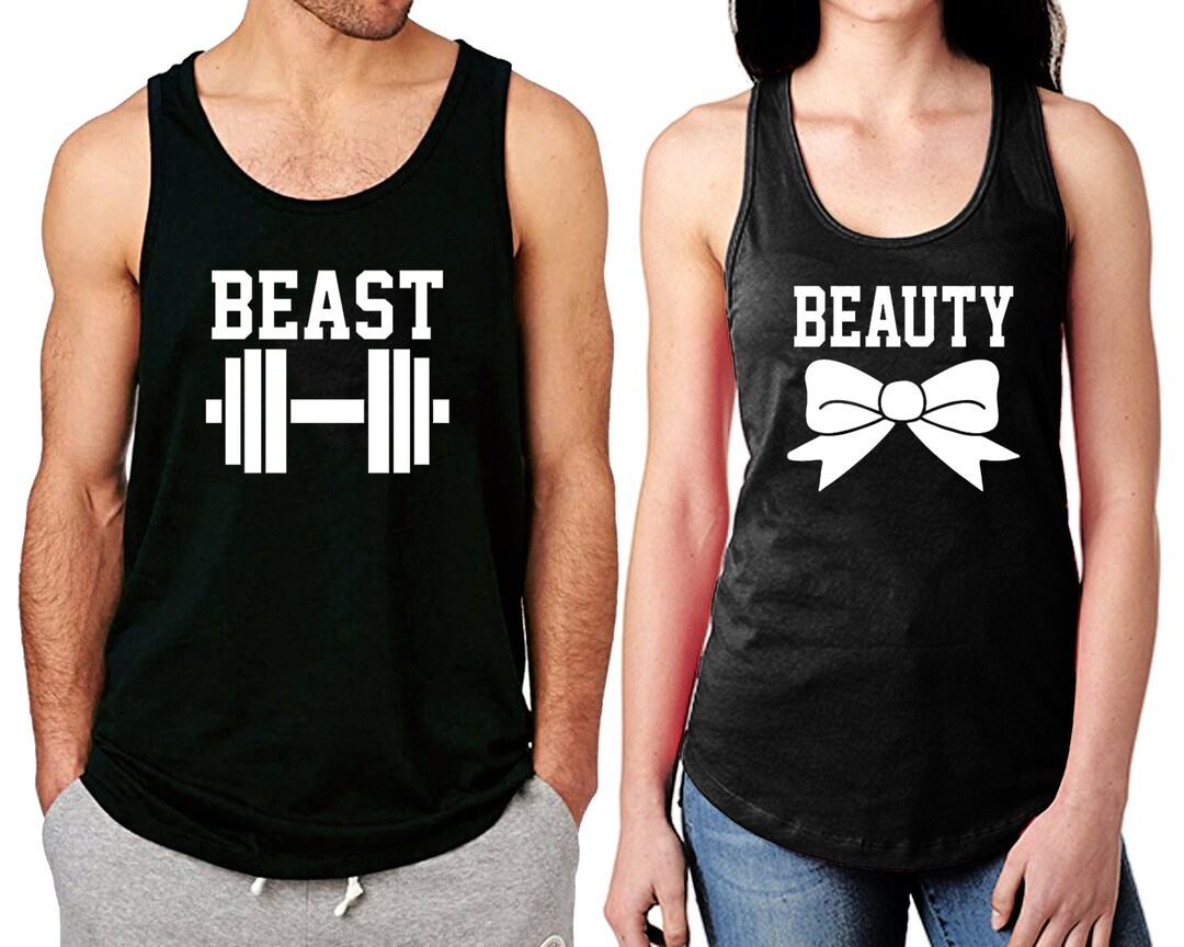 Beast Beauty Unisex Couple Matching Printed TANK TOP T-shirts Tee ...