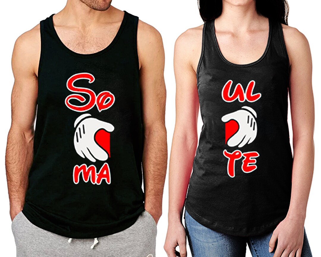 Soul Mate Cartoon Hands Unisex Couple Matching Printed Sleeve Less Tank ...