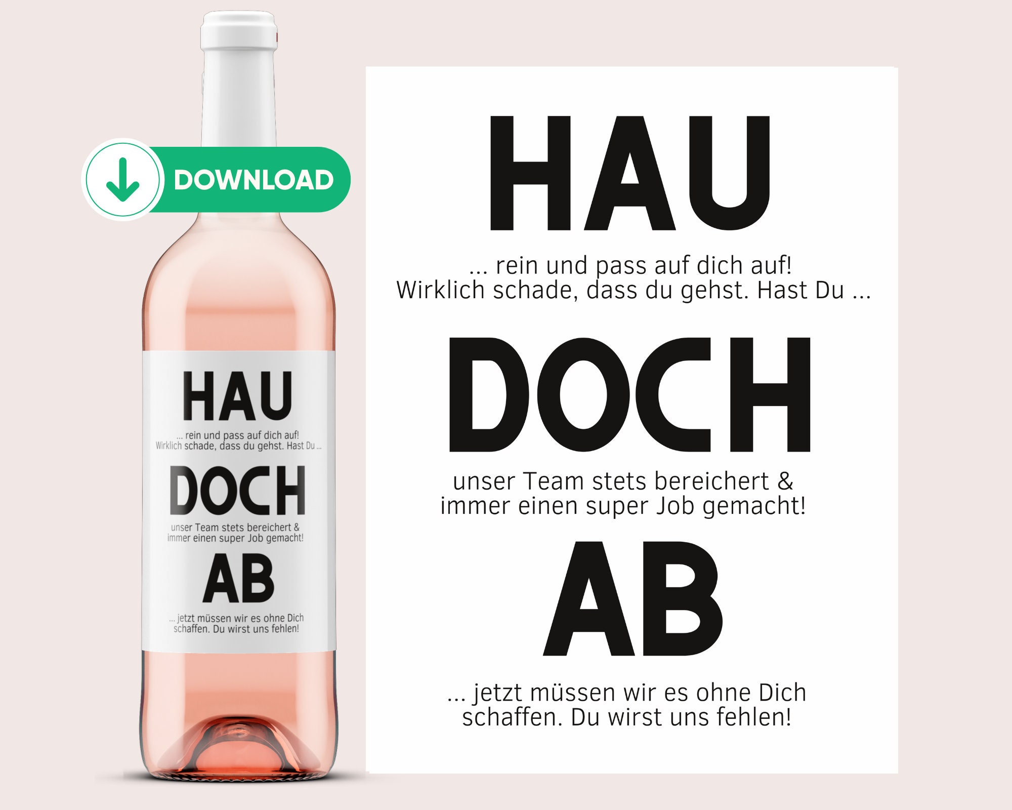 Weinetikett DOWNLOAD | Hau doch ab | Geschenk Ausstand, Renteneintritt ...