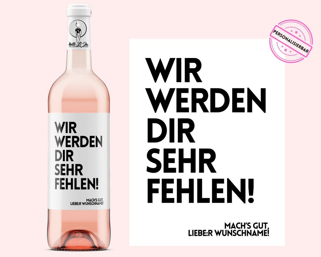 Kollegenabschied | Wir Werden Dir Fehlen | Personalisiertes Weinetikett ...