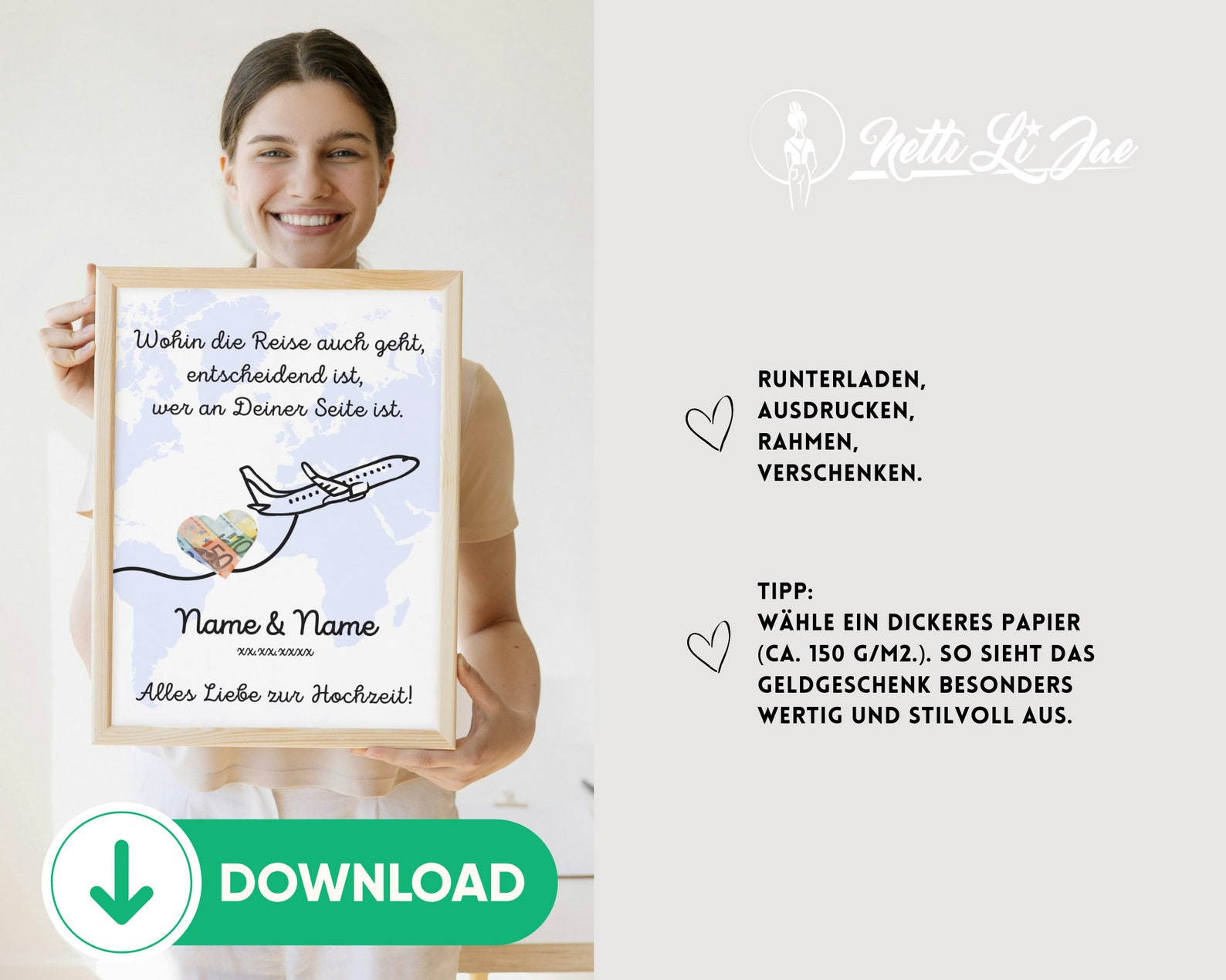 Download Cash Gift Template Blue Aviator | DIY Gift for Bride and Groom ...