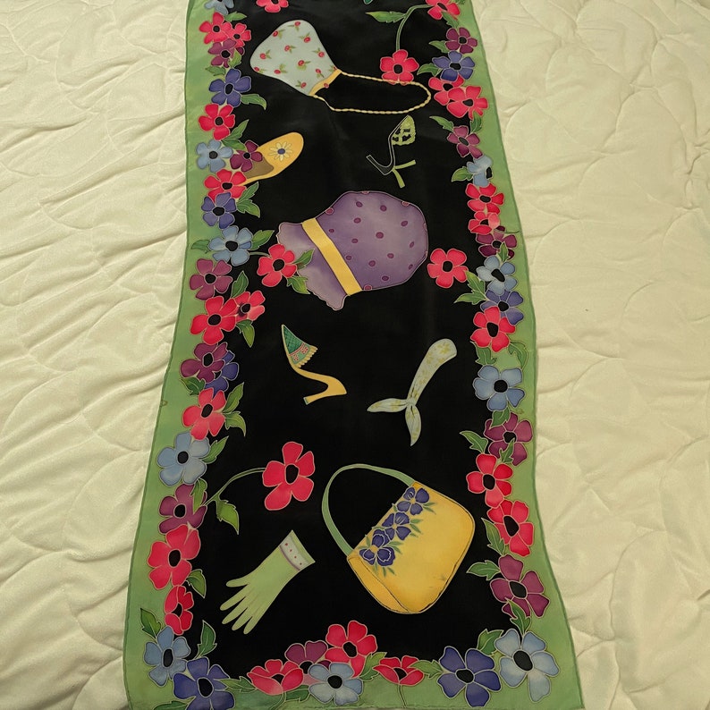 Redfish Designs Scarf Whimsical Silk With Rolled Hem Vintage - Etsy