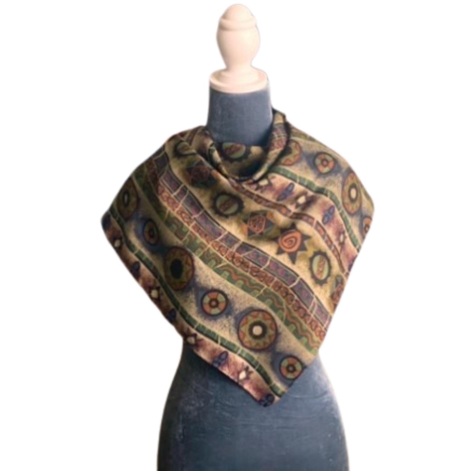 Vintage Silk Scarf Unusual Pattern Square 32 Inch Fashion Accessories ...